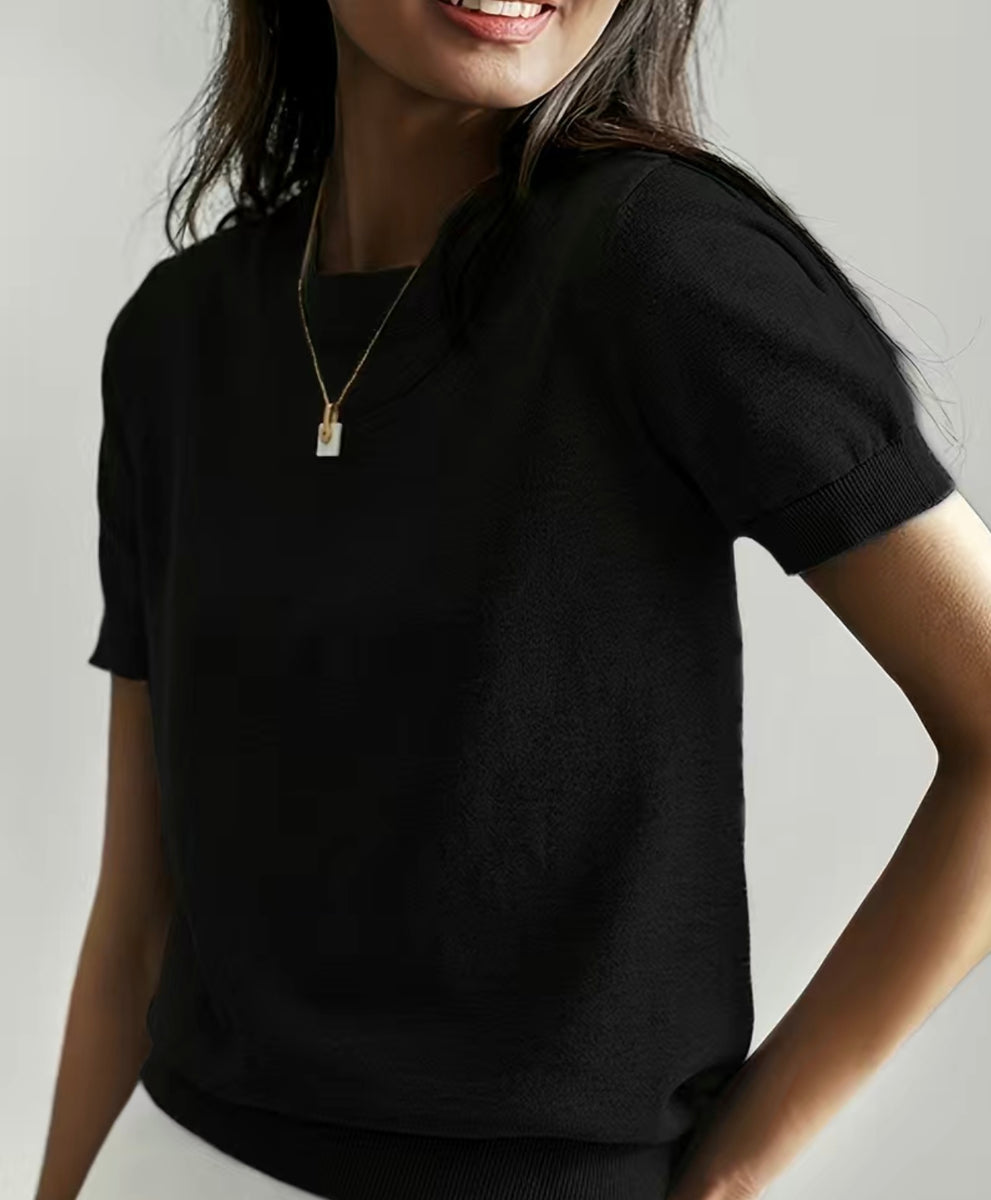 Solid Crewneck Short-Sleeve Sweater – Beloved Clothing Co.