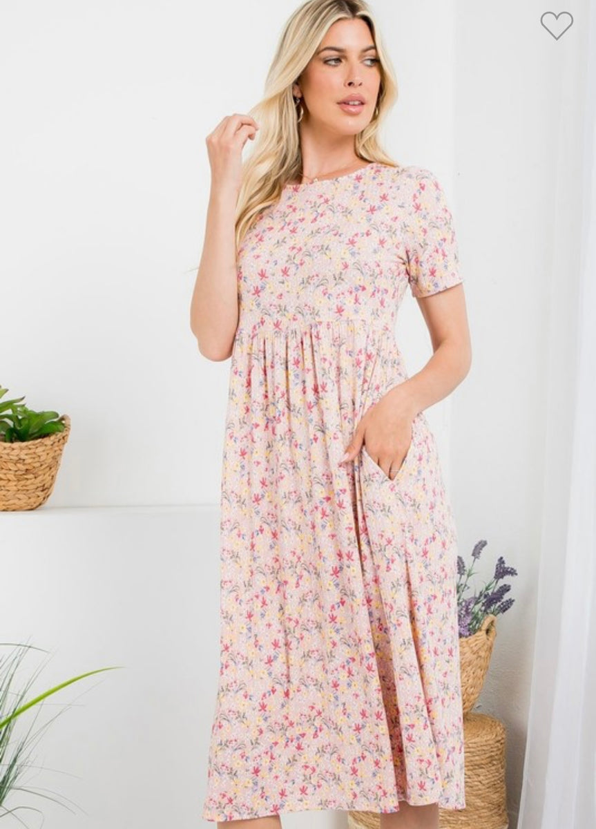 Floral Ribbed Midi Dress – Beloved Clothing Co.