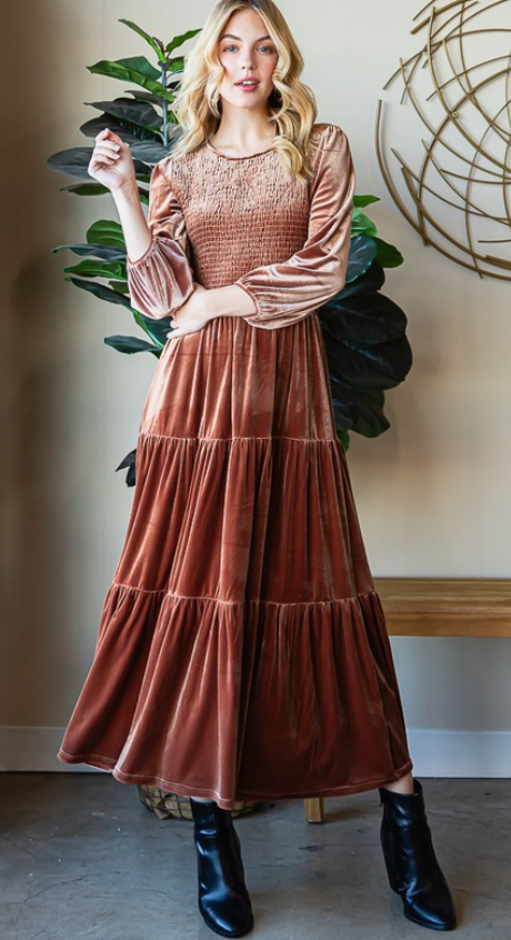 Velvet Smocked Maxi Dress – Beloved Clothing Co.
